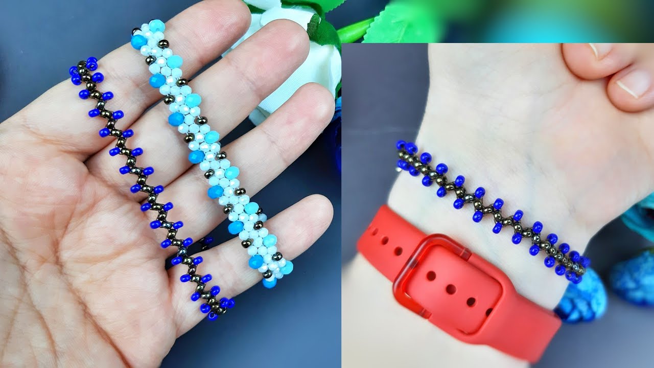 Bir Teknik iki model👌Çok Kolay Boncuklu zarif bilekik yapımı. Bead ...