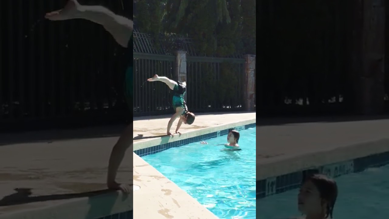 Handstand.... Poolside handstand Abby @ 8 - YouTube