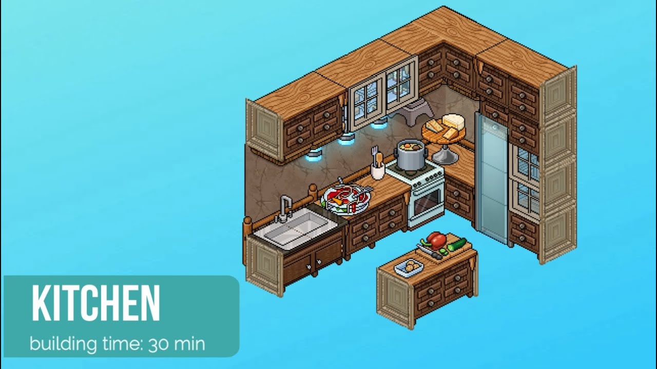 Habbo building tutorial [Kitchen] - YouTube