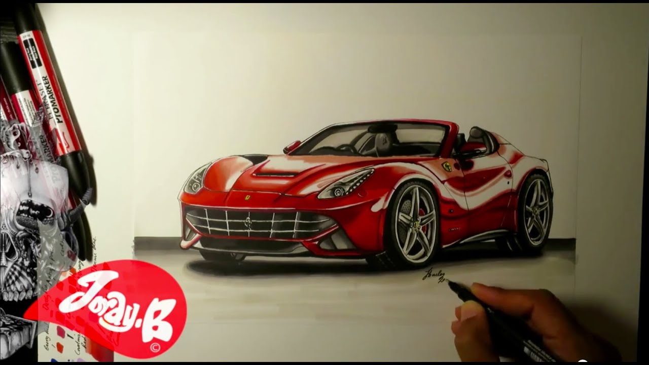 Ferrari Spider ProMarker Drawing - YouTube