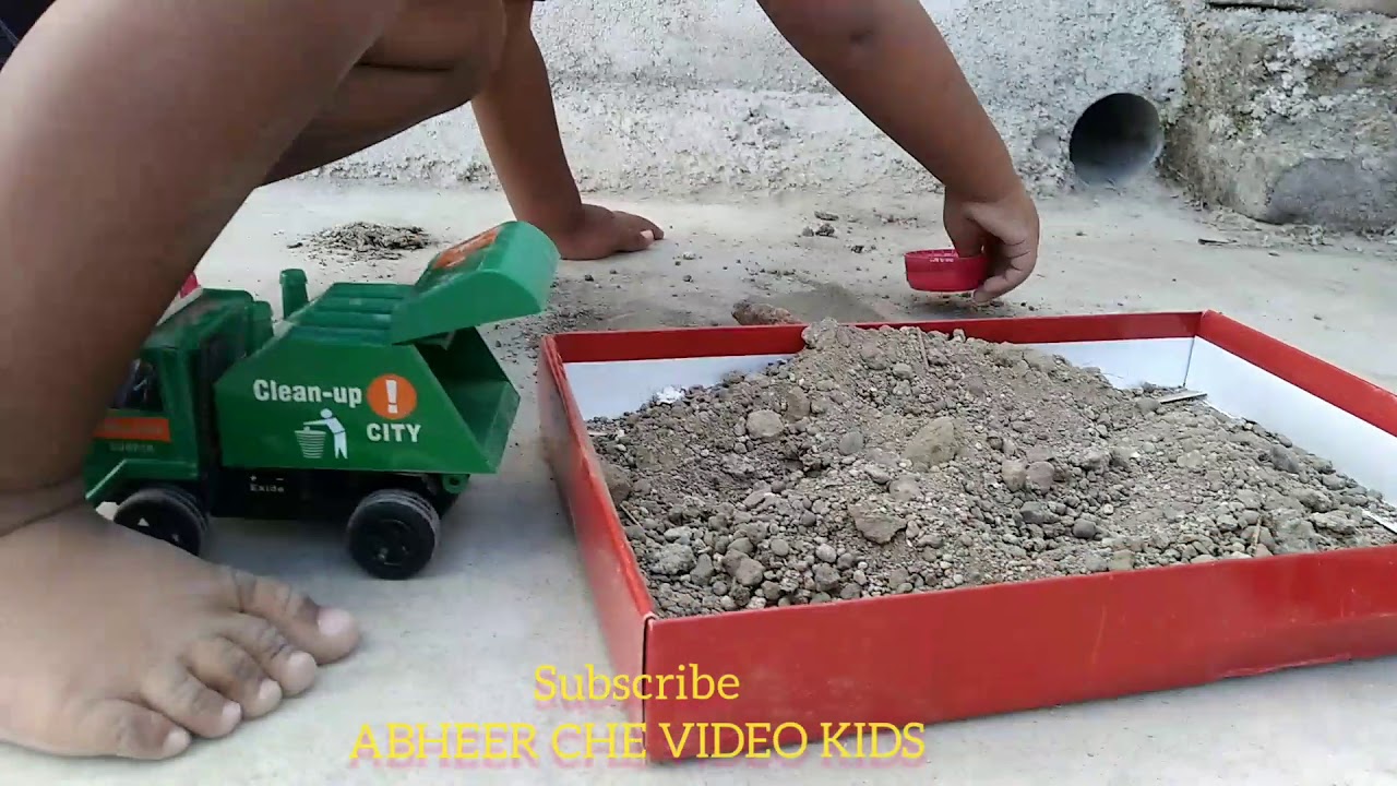 Abheer playing with Green Garbage Truck Toy (Ghanta Gadi/ Kachra Gadi ...