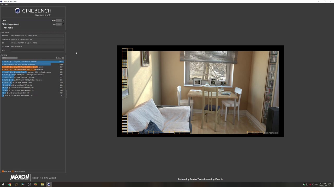 [4K] AMD Ryzen 9 3950x Cinebench R15 & R20 Benchmark - YouTube