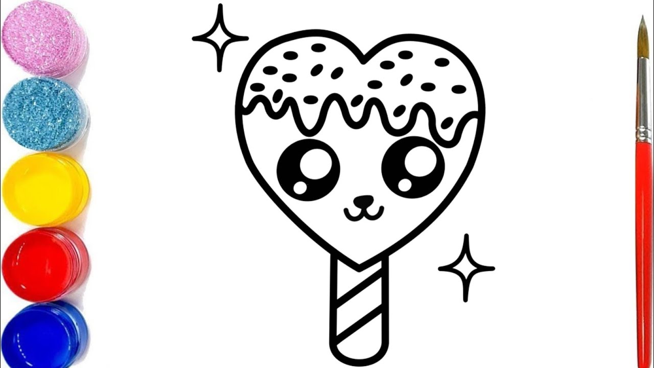 How to Draw a Cute Heart Lollipop | Easy Lollipop Drawing - YouTube
