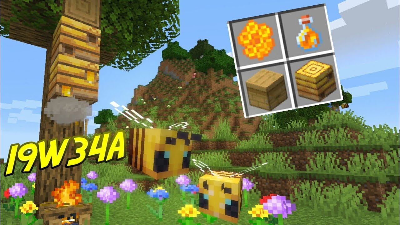 MINECRAFT 1.15 COM ABELHAS, NOVOS BLOCOS E ITENS - Snapshot 19w34a - Bees Minecraft - O Que ...