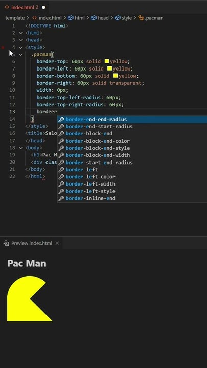 Pacman Using Html And Css Tutorial For Beginners Using Vscode Ide Shorts Coding Youtube