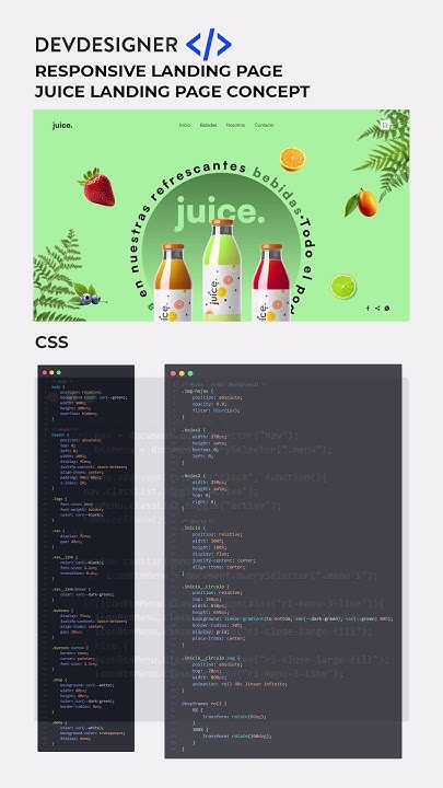 RESPONSIVE LANDING PAGE con HTML, CSS y JS | Animaciones SVG con CSS | 🍈 Juice Landing Page 🍓 # ...