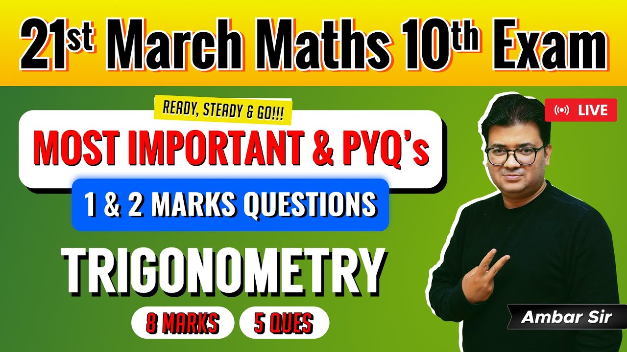 Trigonometry Class 10 | Most Important PYQ's | 1- & 2-Marks Questions ...