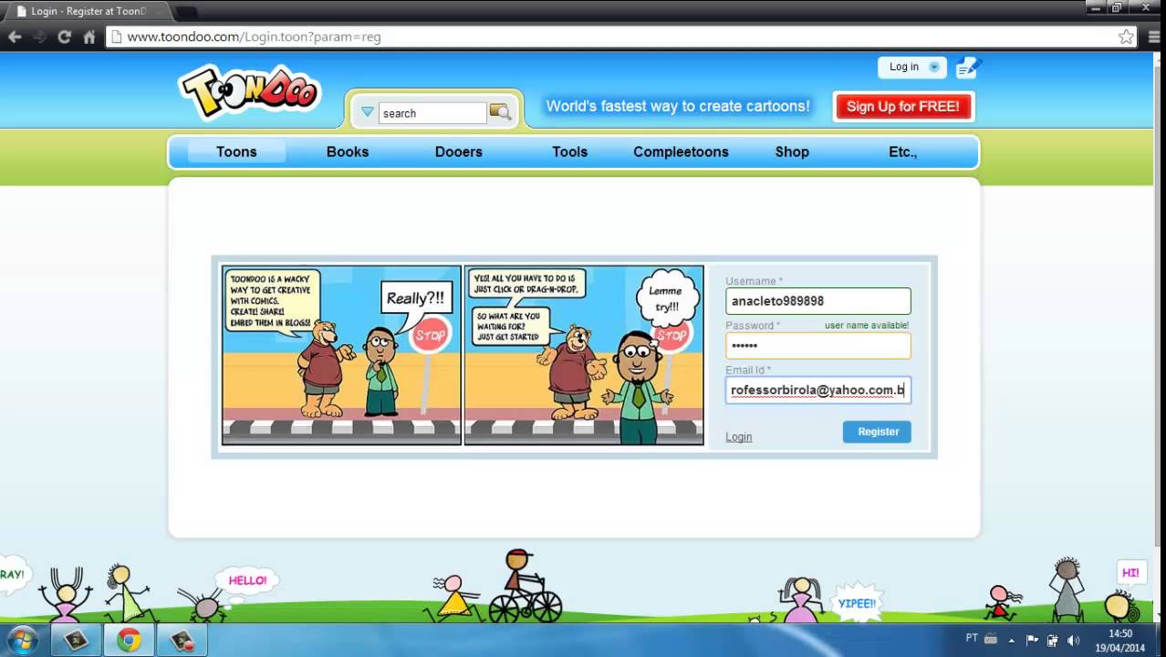 Toondoo - video aula 001 - registro no site - YouTube