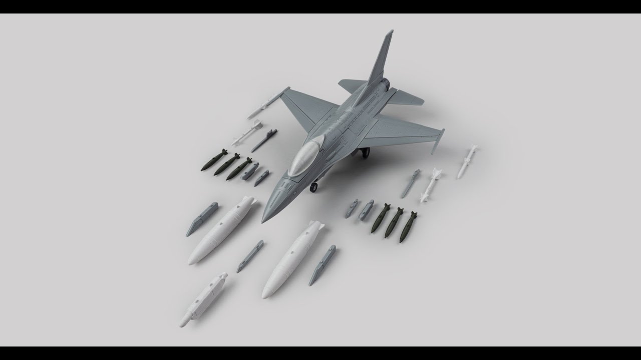 F-16 Armament set, scale model for 3D printing - YouTube