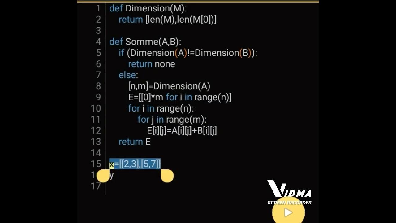 python: fonctions. (les matrices). - YouTube