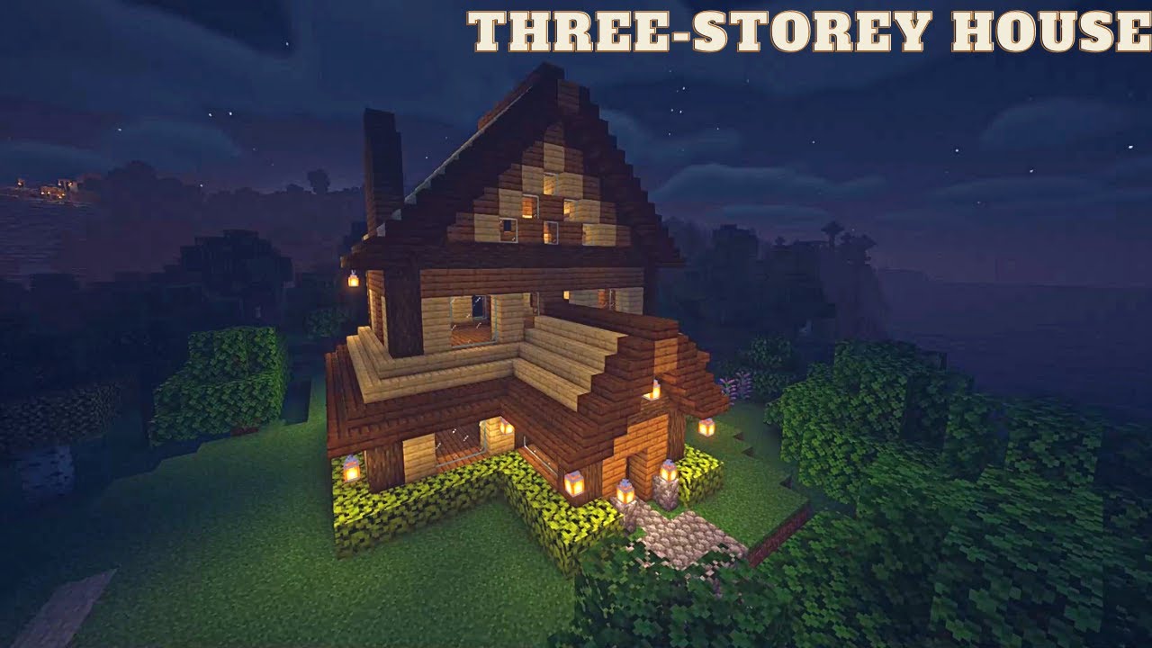 MINECRAFT : HOW TO BUILD THREE-STOREY WOODEN HOUSE l JUNGLE HOUSE IN ...