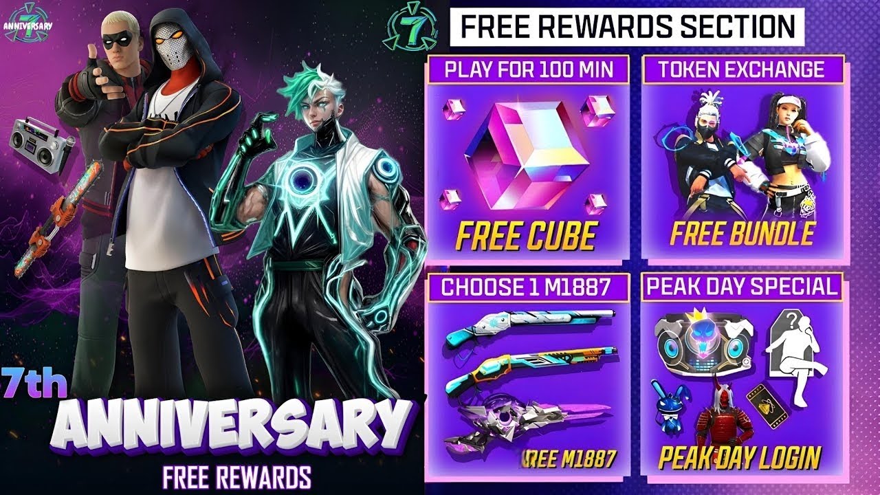 7th Anniversary Event Free Fire 🎊| Free Fire 7th Anniversary Event ...