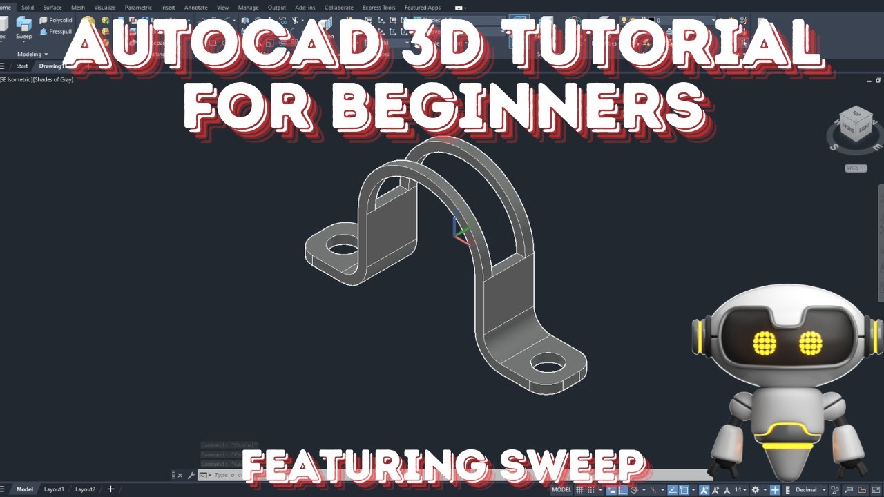 Complete AutoCAD 3D Drawing with Sweep #autocad #cad #cadsoftware ...