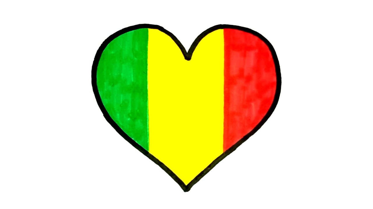 How to Draw Mali Heart Flag | Country Flag | Heart Flag | Love Flag ...