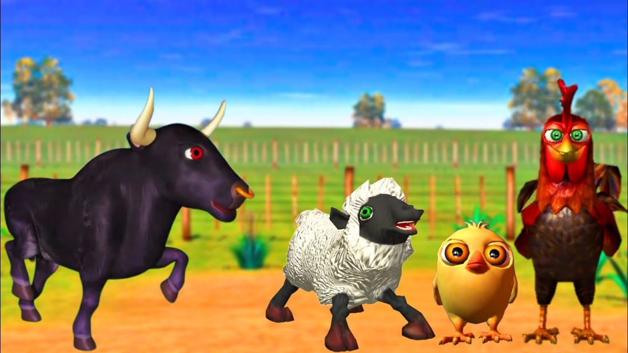El Pollito pío 3d | el Toro y el Tractor de la Granja | The Chick and ...