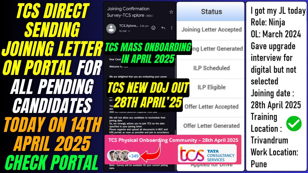 Good News, Today 14 April We Can Expect TCS Joining Letter Mail | How ...