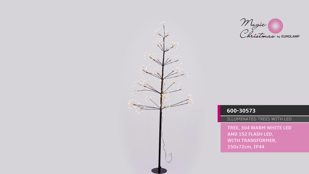 Δέντρο με φωτισμό LED, μαύρο μεταλλικό κορμό / Tree with LED / 150x72cm ...