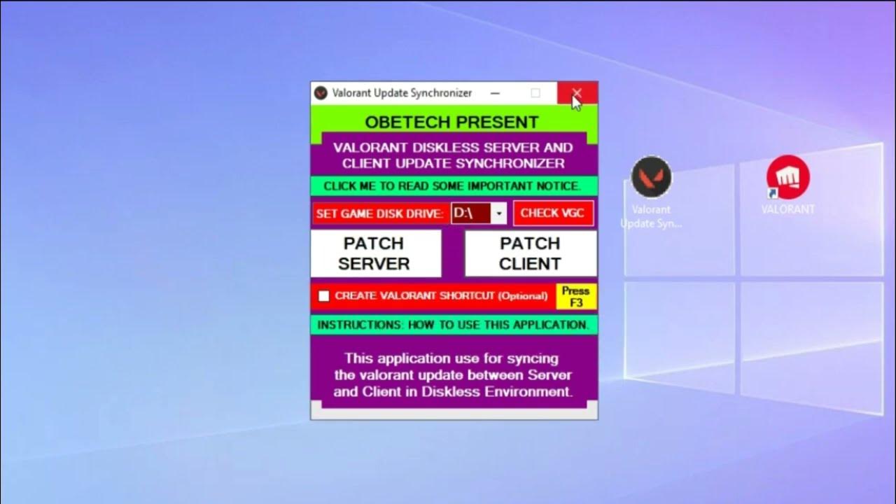 Valorant Update Synchronizer App. for Diskless Server and Diskless Client. - YouTube