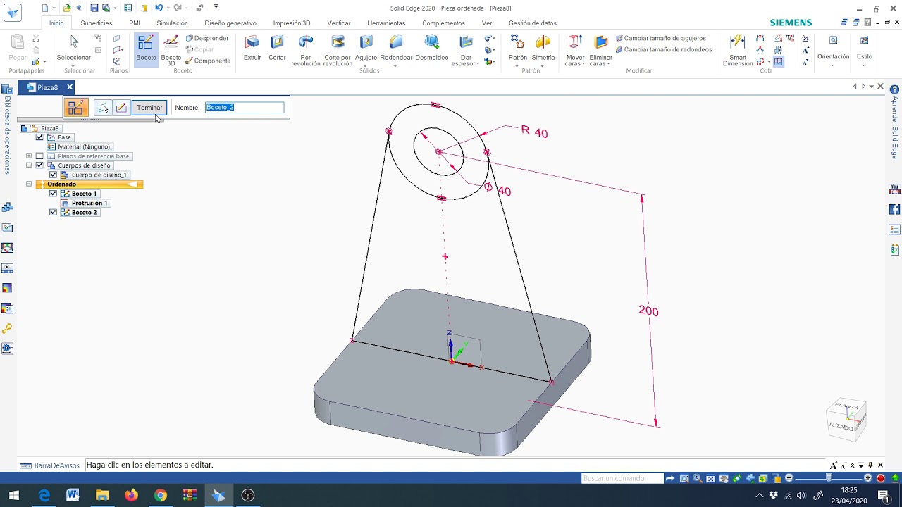 Tutorial Solid Edge: Práctica boceto - extrusión - agujero roscado 13 - YouTube