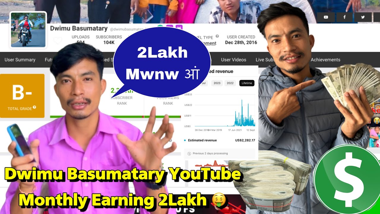 Dwimu Basumatary आ YouTube आव Monthly 1/2/3Lakh रां मोनो 🤑#money #earning #mrdwimu - YouTube