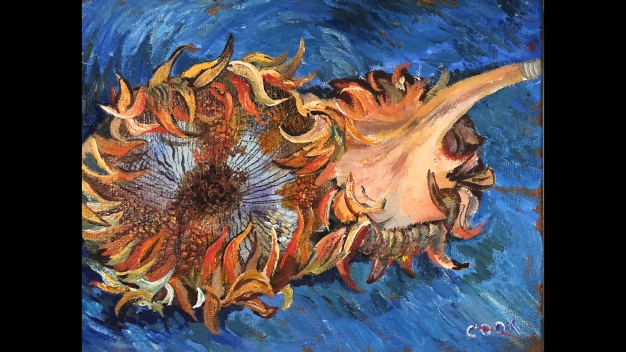 How to paint Vincent Van Gogh Sunflowers part 1 - YouTube
