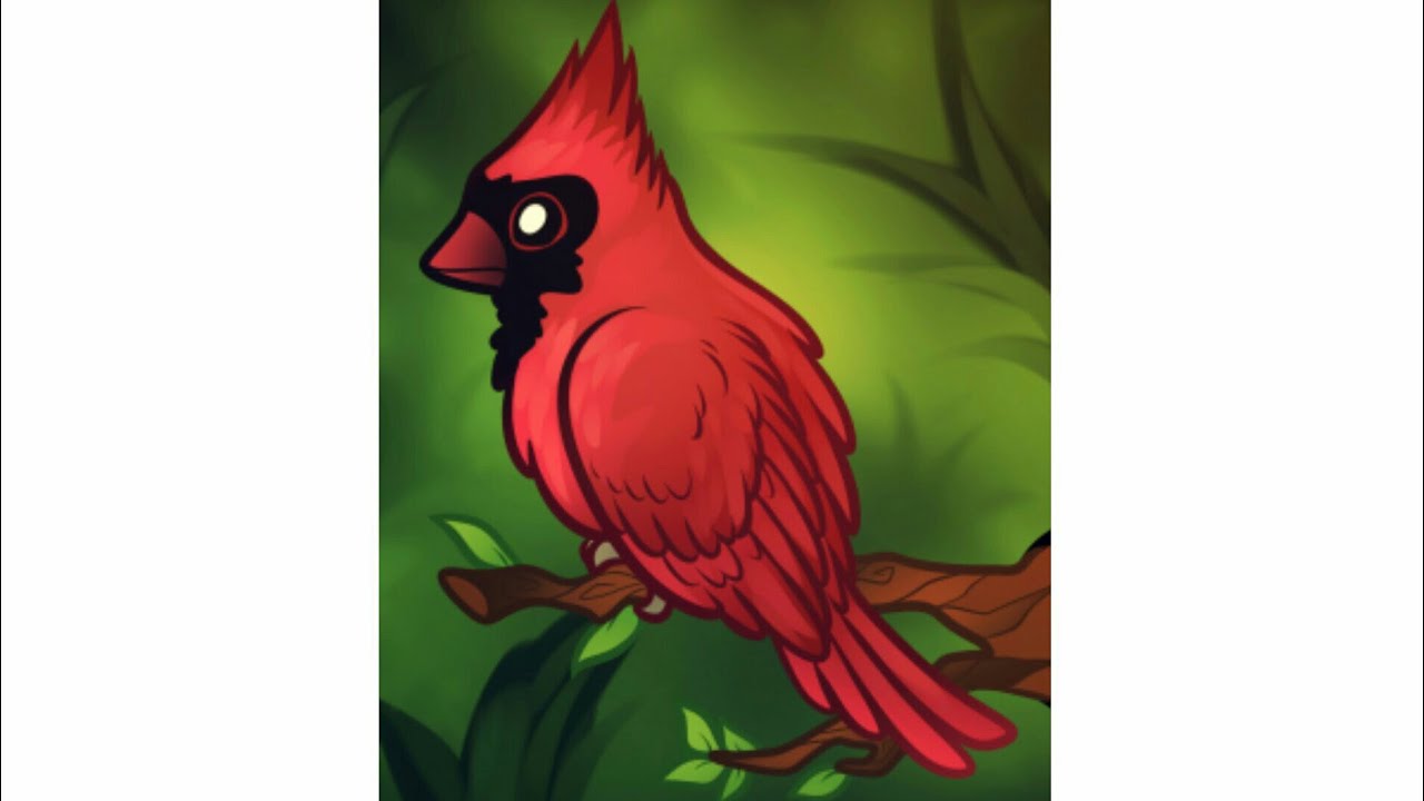 How to Draw a Red Bird, Red Cardinal Bird | Water colour - YouTube