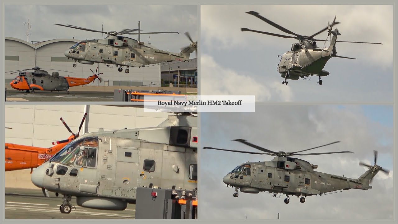 HeliOperations: Royal Navy Merlin HM2 Helicopter Takeoff - YouTube