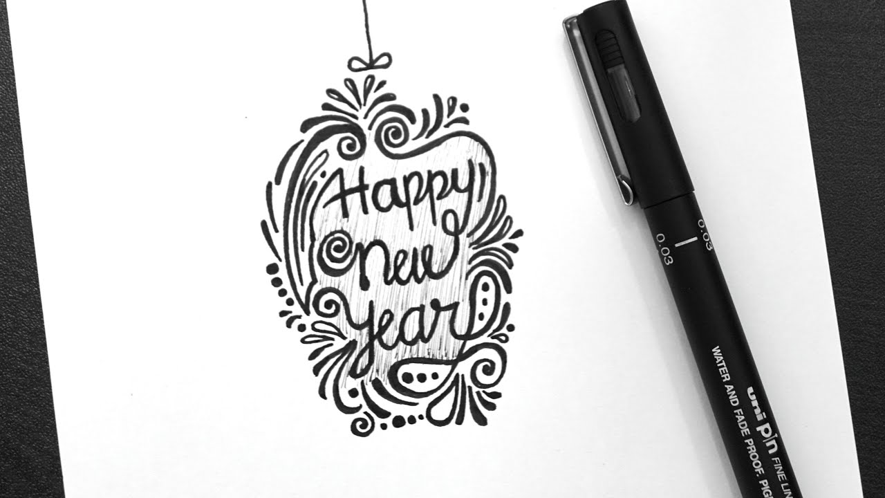 How To Write Happy New Year In Style Draw New Year With Pens How To Write Happy New Year In Style Draw New Year With Pens