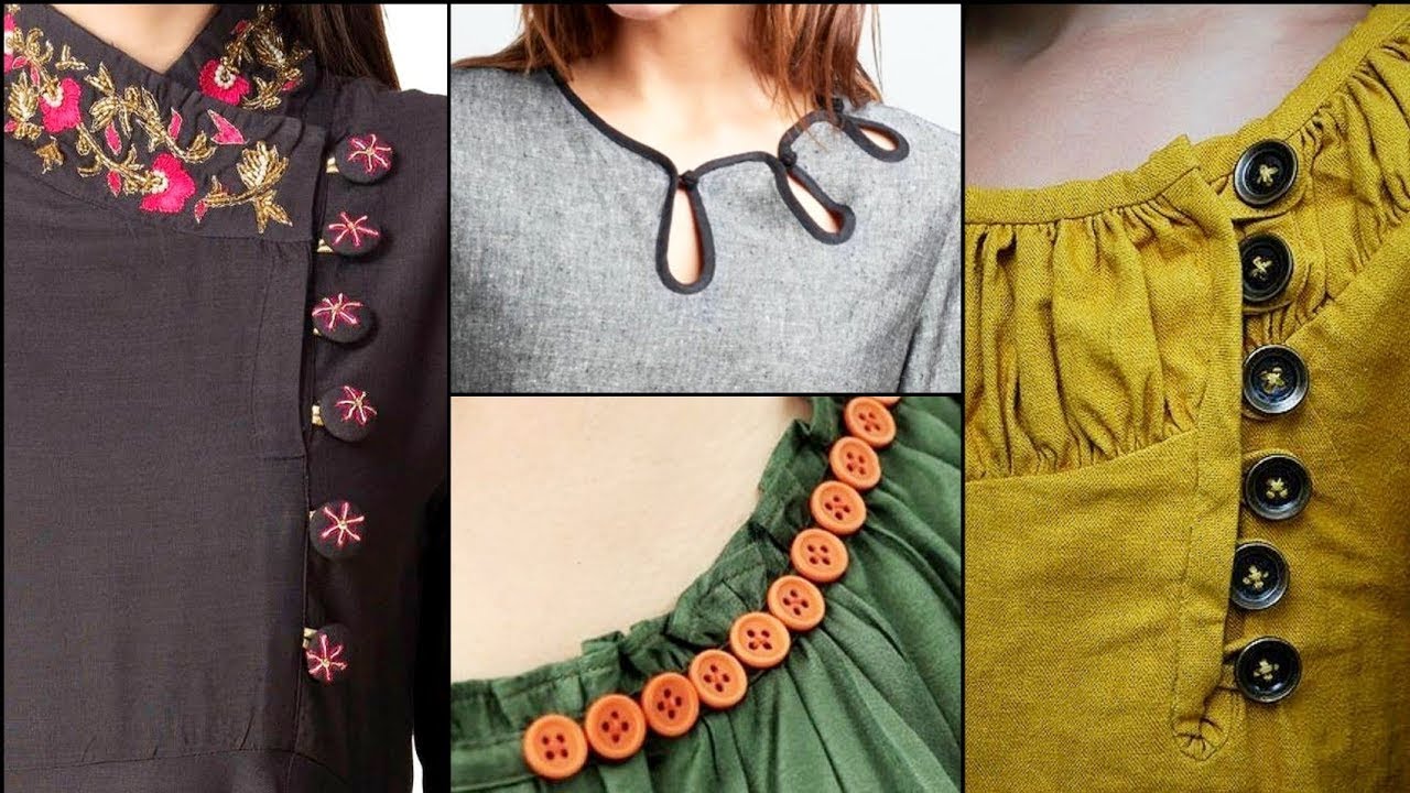 Neck design with buttons 🌸💮🏵️ very beautiful ideas #neckdesain#buttons# ...