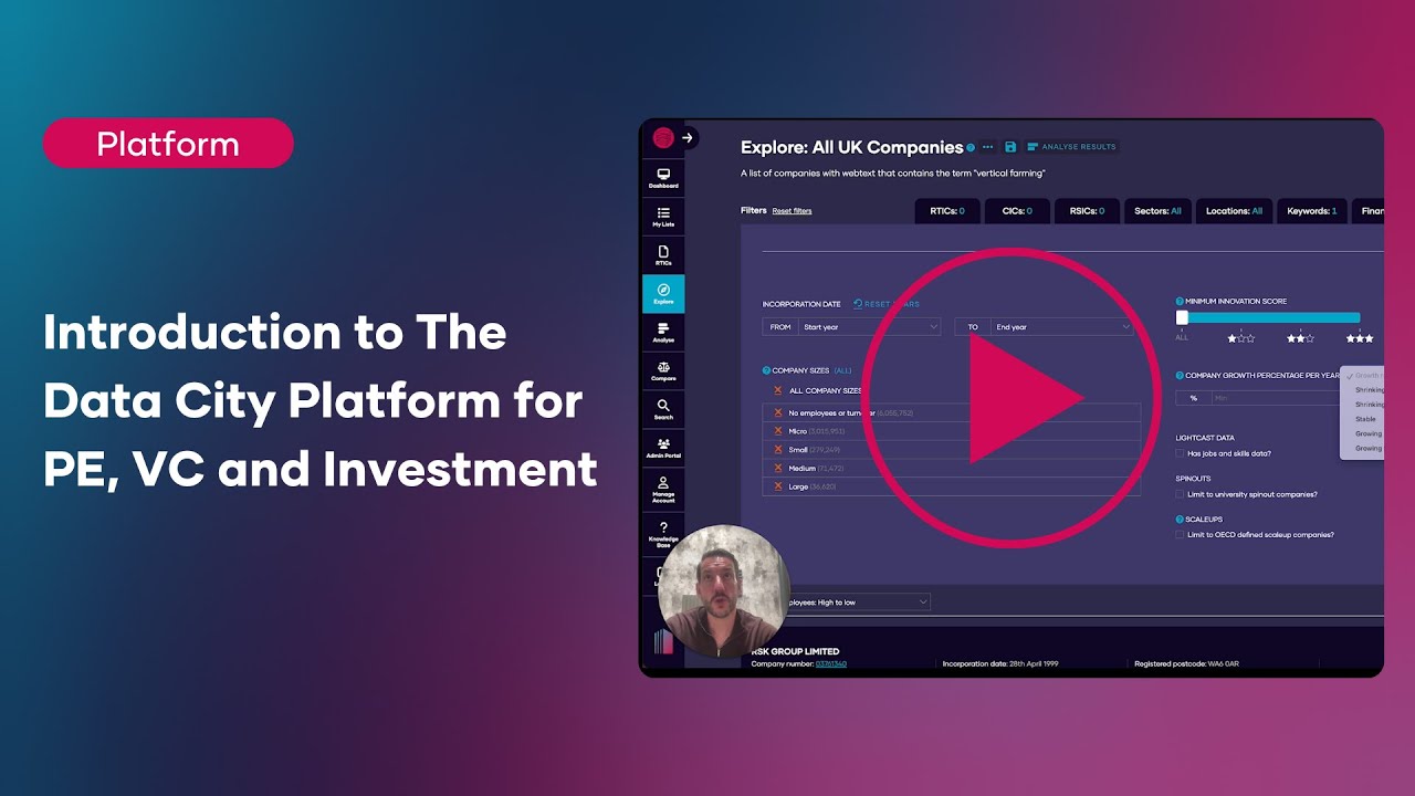 Introduction to The Data City Platform for PE, VC and Investment - YouTube