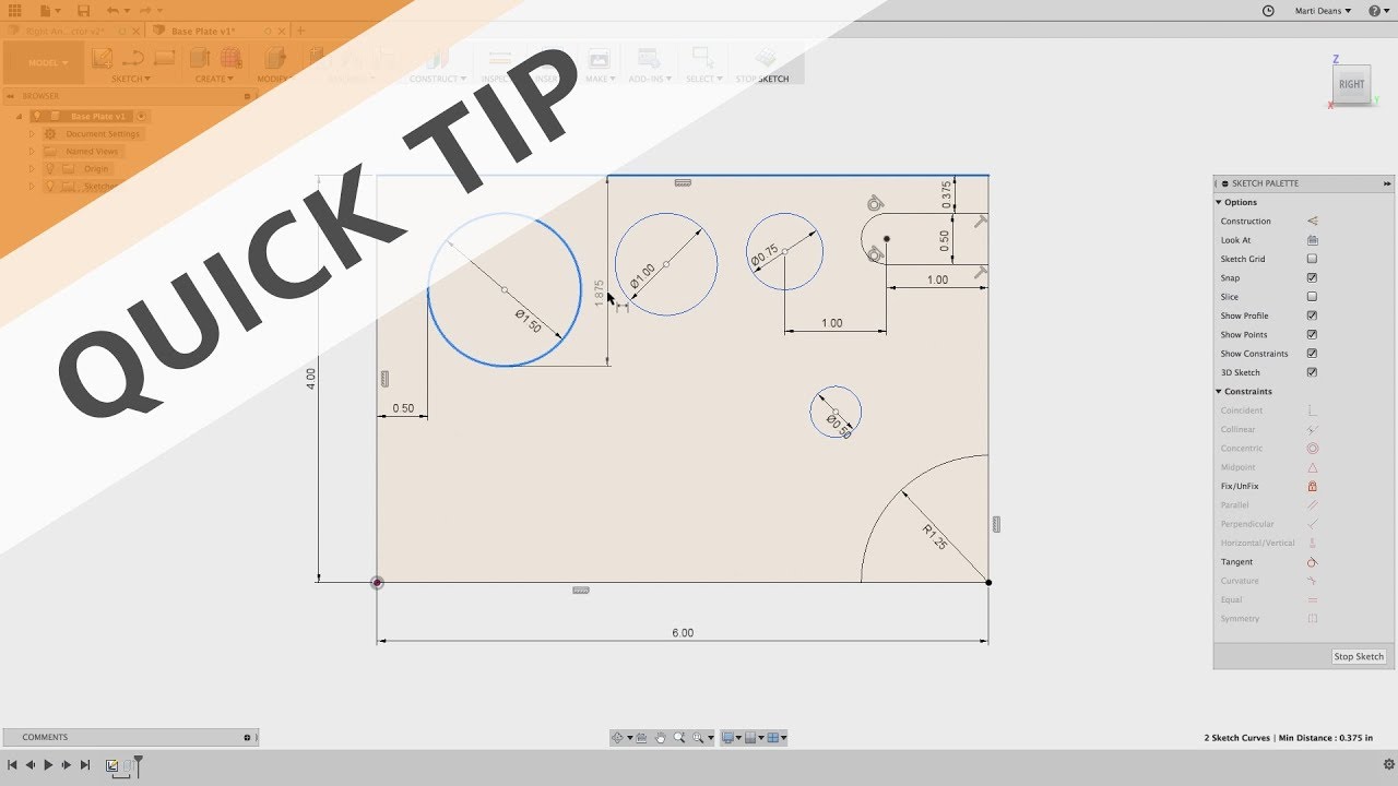 Autodesk Fusion 360 | Quick Tip: How to Sketch Tangent Dimensions - YouTube
