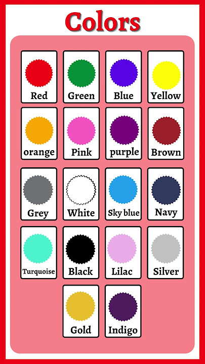 Color Chart With Names For Kids