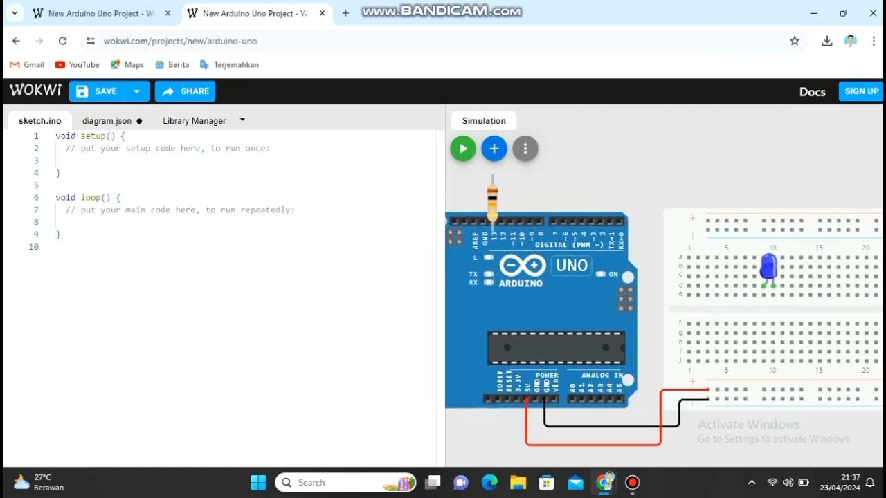 Setting Arduino Uno Lapu LED Di Website Wokwi || Tugas Pak Adi - YouTube