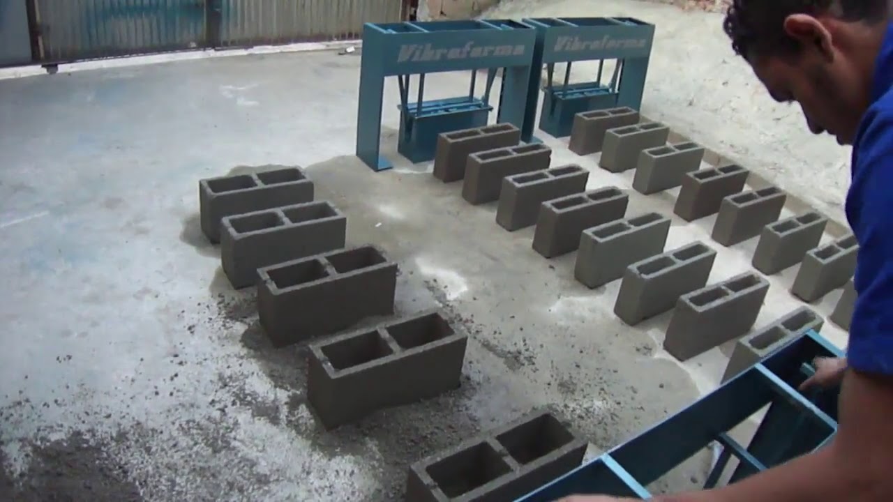 mini maquina de fazer bloco de concreto, cimento manual VIBRAFORMA ...
