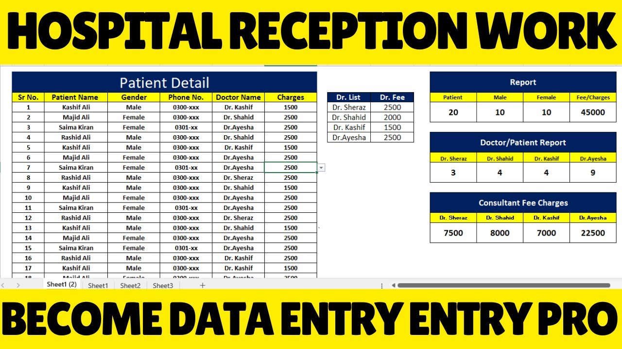 Hospital Reception Work in Excel | Hospital Work in Excel | Data Entry ...