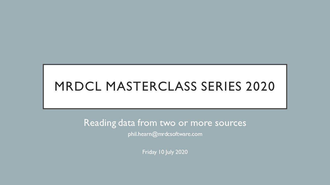 MRDCL Masterclass 4- Reading data from two or more sources - YouTube