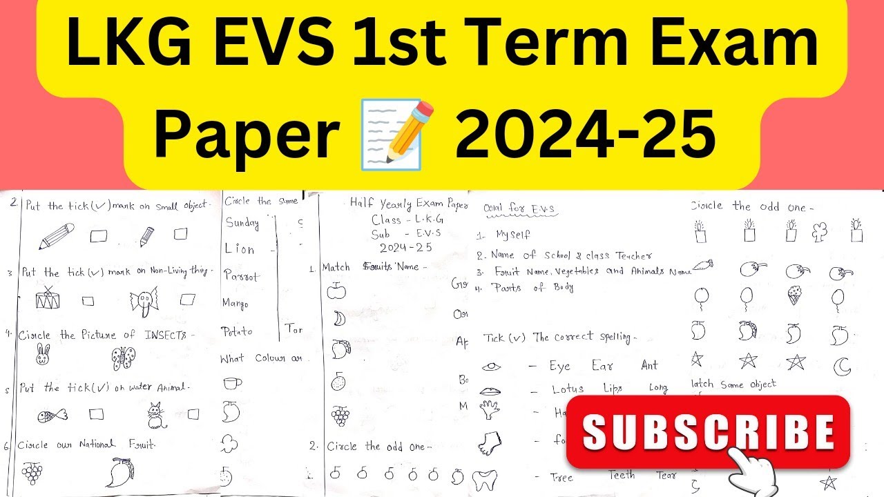 lkg evs 1st term exam paper 2024-25/ latest sample question paper for ...
