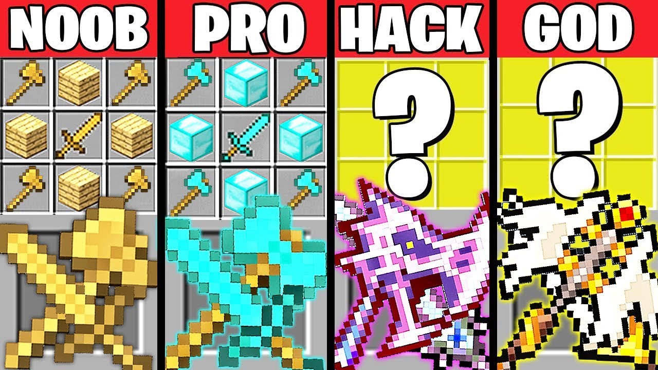 Minecraft Battle: ABILITY SWORD AXE CRAFTING CHALLENGE - NOOB vs PRO vs ...