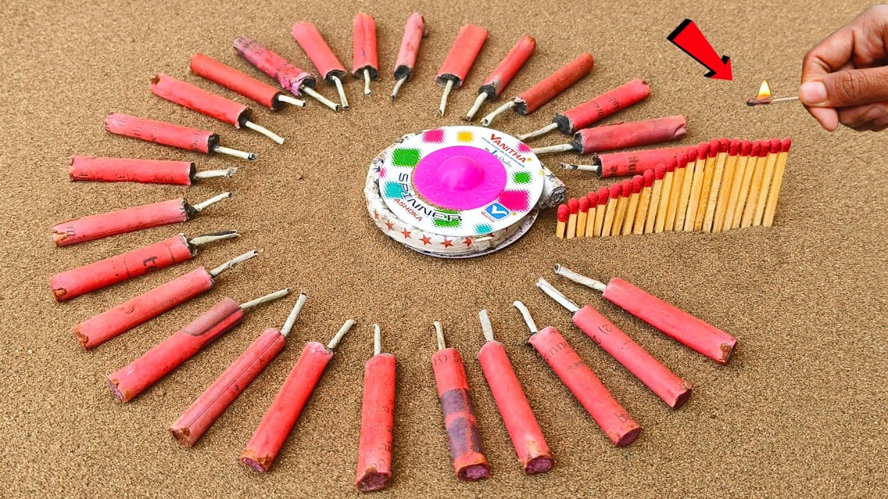 Red Bomb Vs Big Ground Chakri With Pink Matches | Will All The Crackers ...