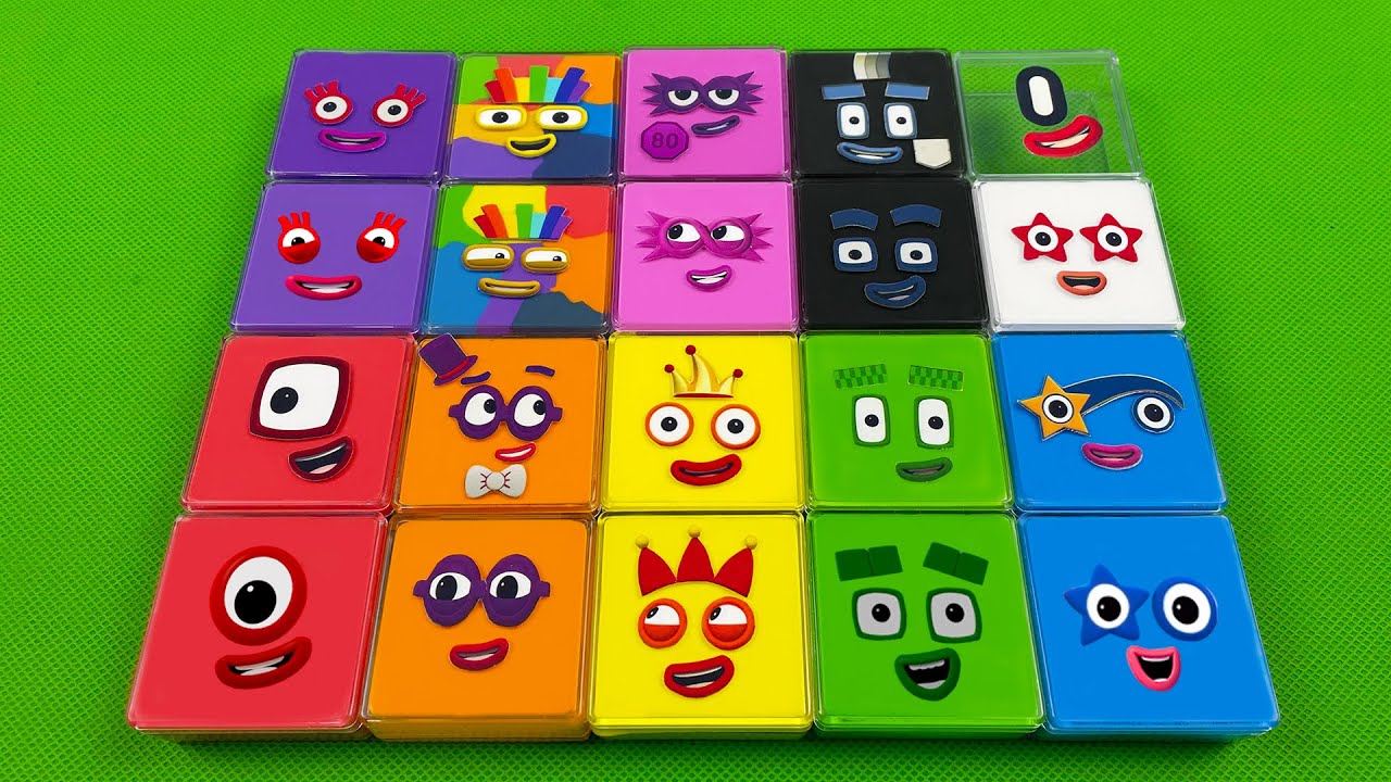 Numberblocks - Looking For Slime With Mini Squares Coloring Mixing ...