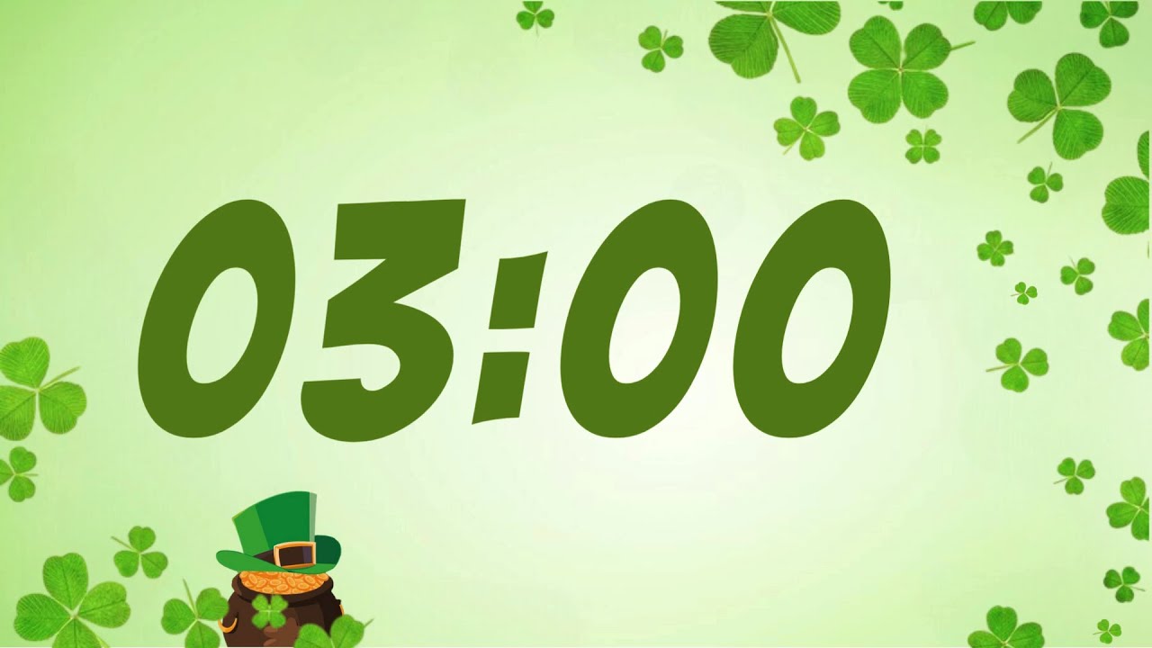 st patrick's day timer 3 minute with Music and Alarm - YouTube