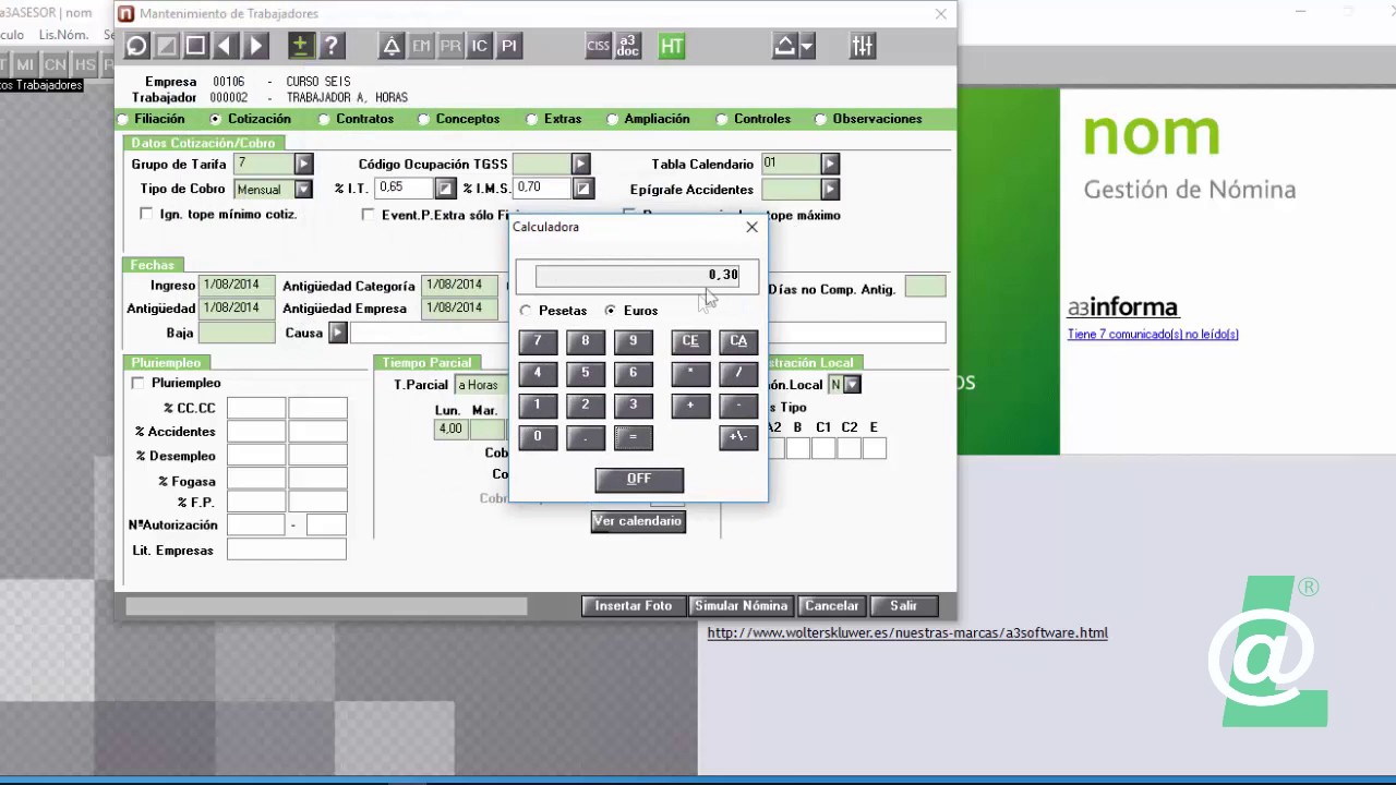TIEMPO PARCIAL A HORAS. LISTADO HORAS TIEMPO PARCIAL. Tema 16 A3nom ...