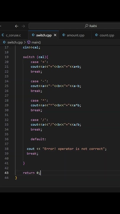 C Program To Make A Calculator Cpp Youtubeshorts Shorts Cplusplus Code Coding