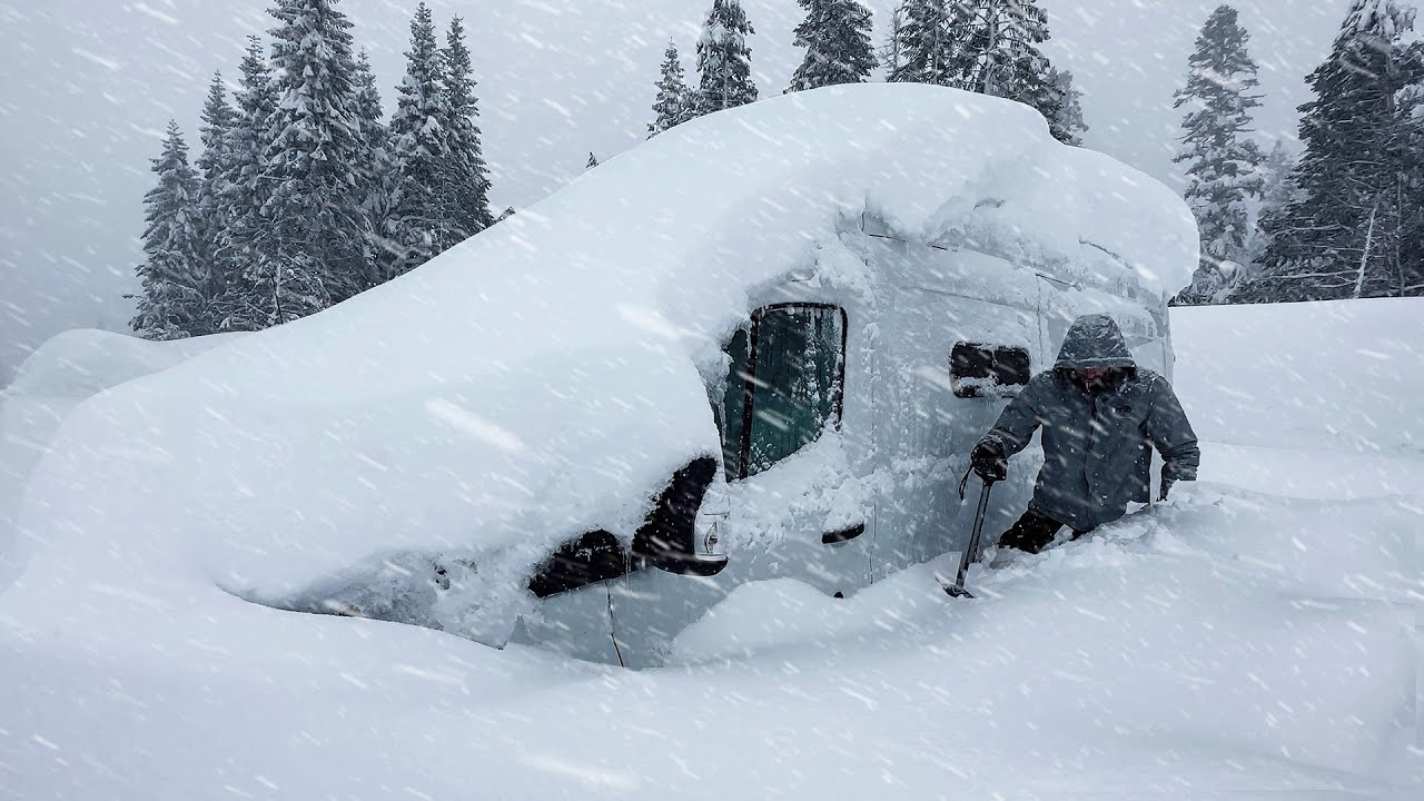Surviving California's BIGGEST BLIZZARD in a VAN! | Biggest Winter ...