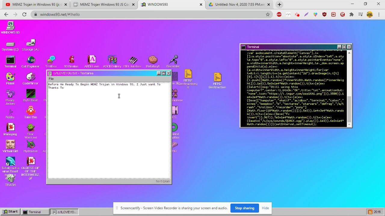 MEMZ Trojan In Windows 93 - YouTube