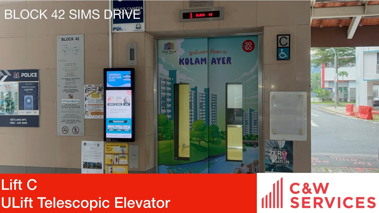 HDB Block 42 Sims Drive || ULift Telescopic Elevator (Lift C) - YouTube