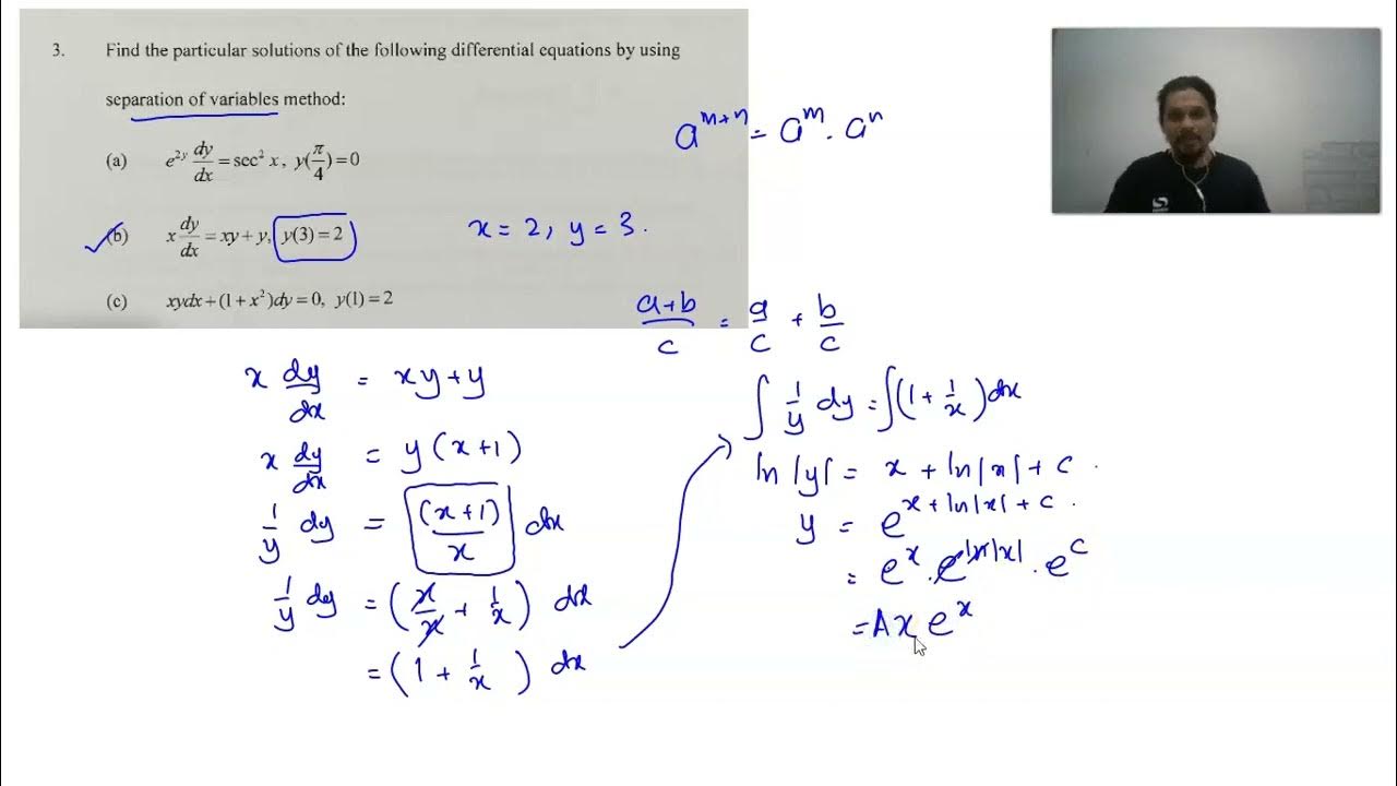 SM025 TOPIC 2 D E TUTORIAL SEPARABLE VARIABLES AND INT FACTOR - YouTube