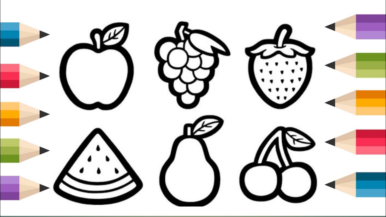 Fruits Drawing For Kids| Colouring for Toddlers| Fruits Drawing Easy ...
