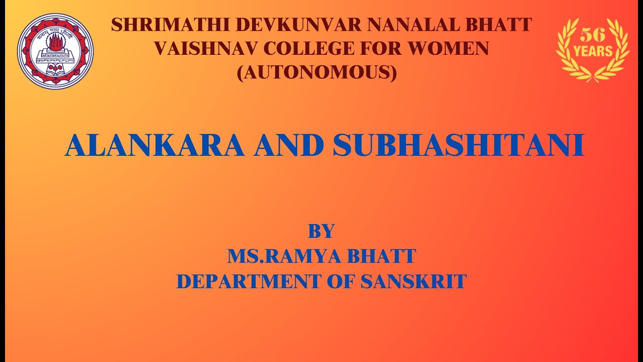 ALANKARA AND SUBHASHITANI || Ms.RAMYA BHATT - YouTube