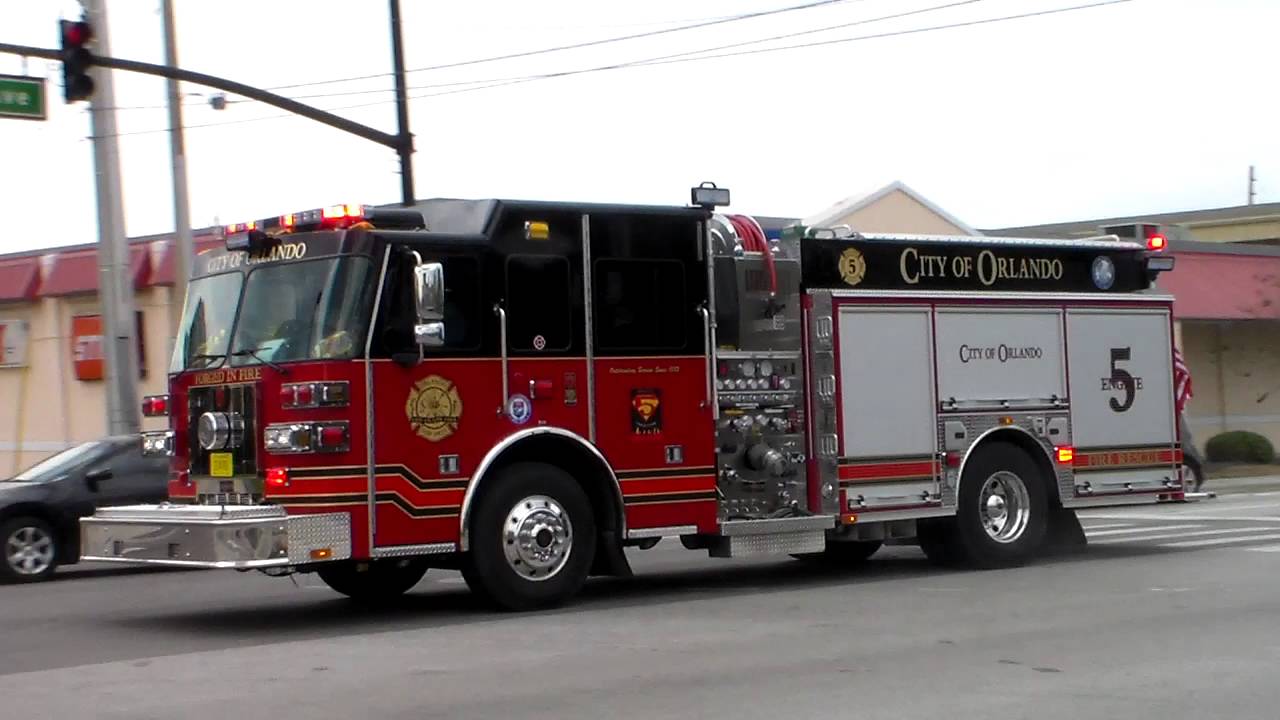 Orlando Fire Department Engine 5 Responding - YouTube